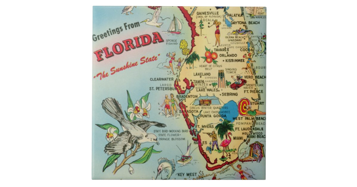 Florida Map Ceramic Tile | Zazzle