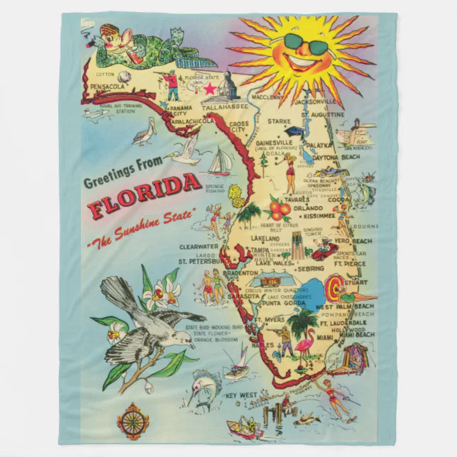 Florida Map Fleece Blanket | Zazzle