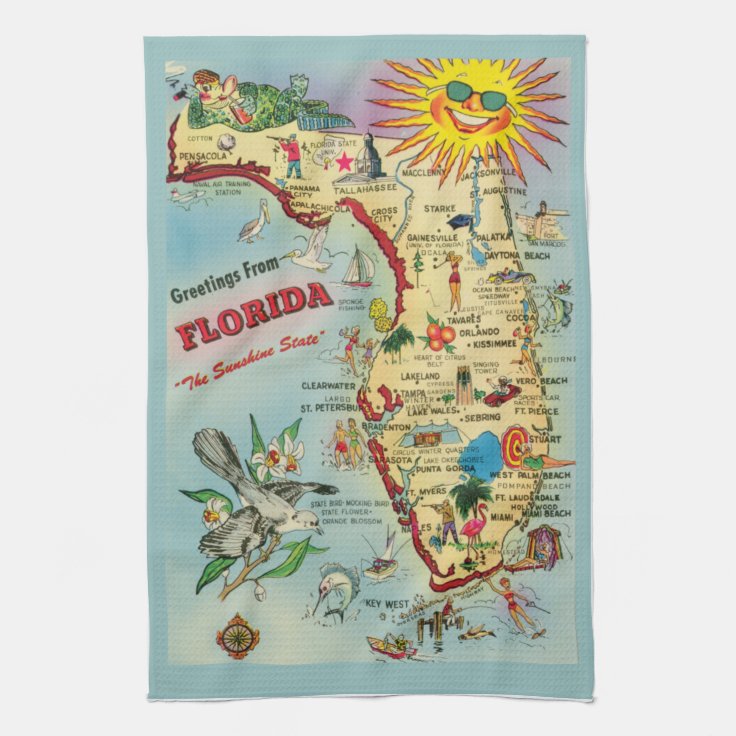 Florida Map Kitchen Towels | Zazzle
