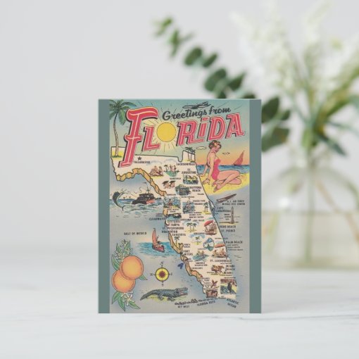 Florida Map Post Card | Zazzle