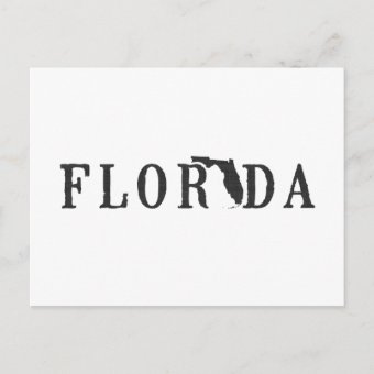 Florida Map Shaped Letter State Word Art Black Postcard | Zazzle