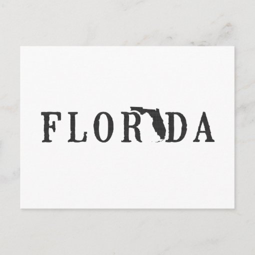 Florida Map Shaped Letter State Word Art Black Postcard | Zazzle