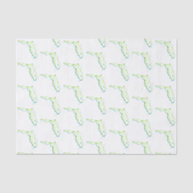 Florida Map Watercolor Pattern Beach Tissue Paper | Zazzle