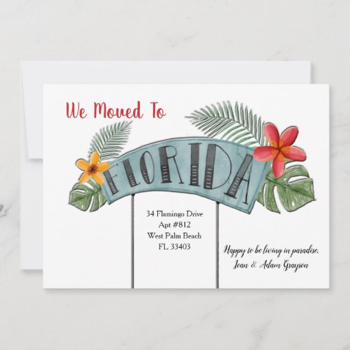 Florida Moving Announcement | Zazzle
