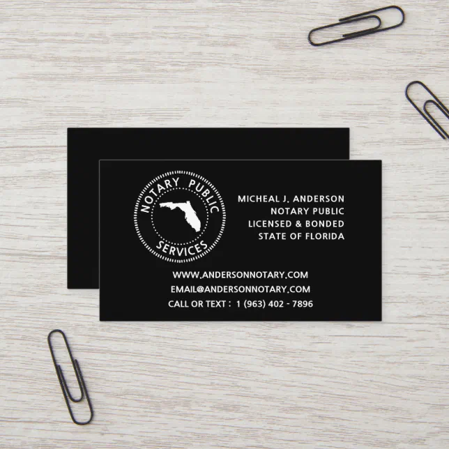 Florida Notary Public Services Business Card | Zazzle