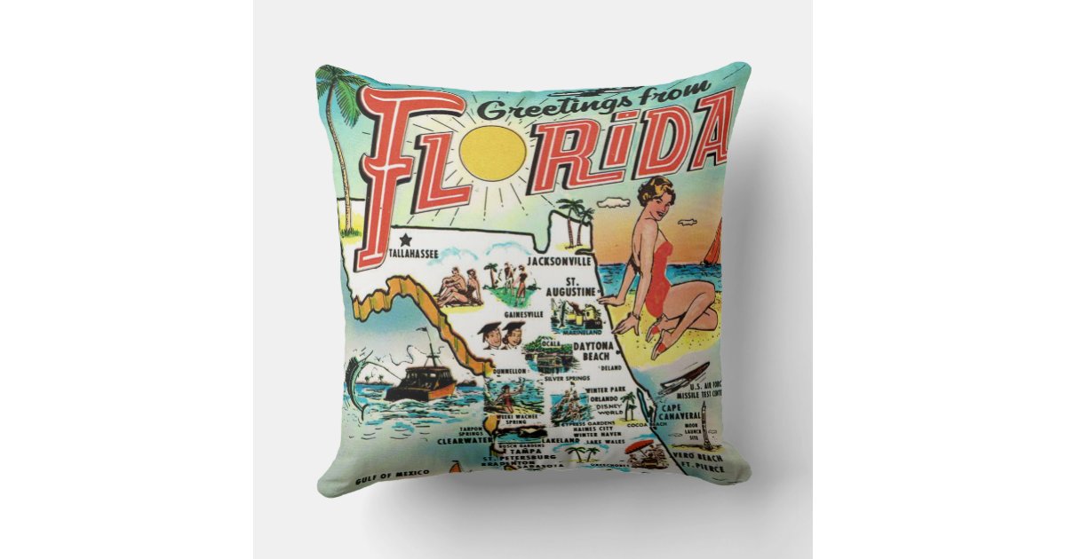 Florida Postcard Throw Pillow | Zazzle