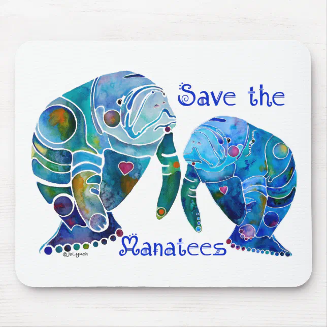 Florida Save the Manatees in Vivid Blues Mouse Pad | Zazzle