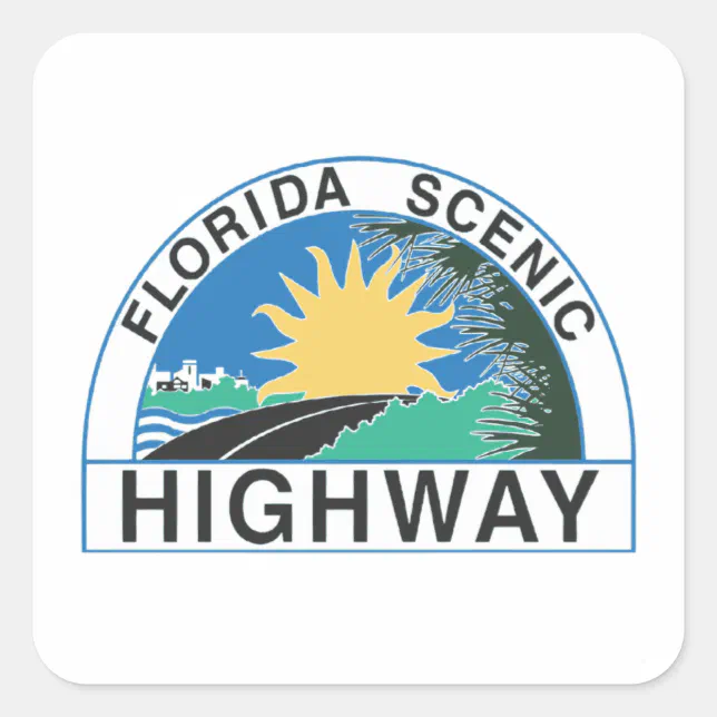 Florida Scenic Highway Road Sign Travel Square Sticker | Zazzle