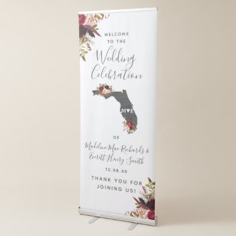 Florida State Destination Wedding Welcome Retractable Banner | Zazzle