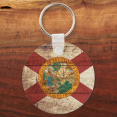 Florida State Flag on Old Wood Grain Keychain | Zazzle