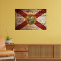 Florida State Flag on Old Wood Grain Poster | Zazzle