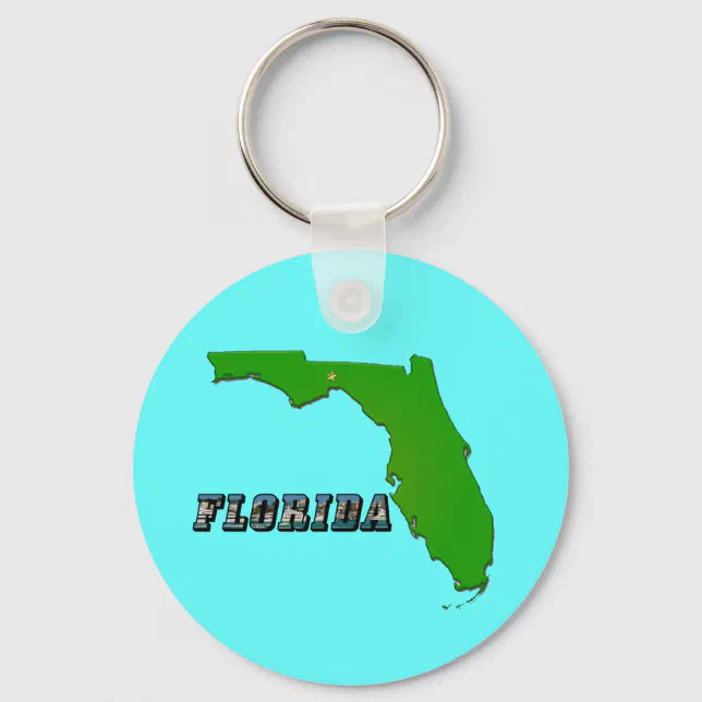 Florida State Map and Text Keychain | Zazzle