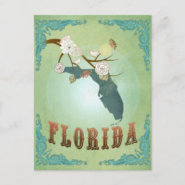 Florida State Map – Green Postcard | Zazzle