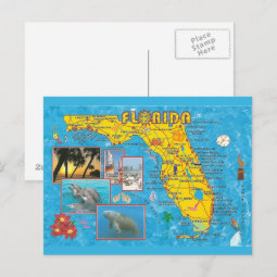 Florida State Map Postcard | Zazzle