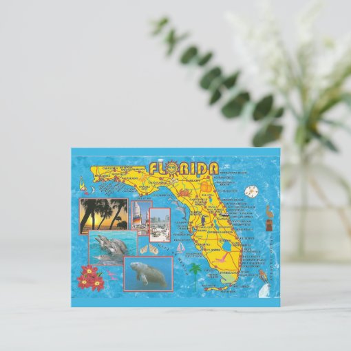 Florida State Map Postcard | Zazzle