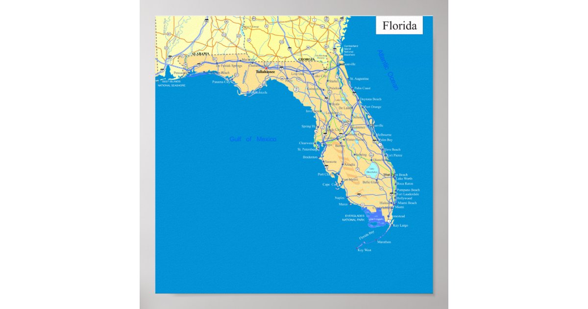 Florida state map poster | Zazzle