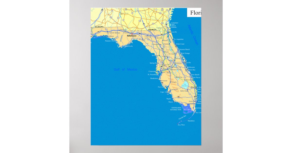 Florida state map poster | Zazzle