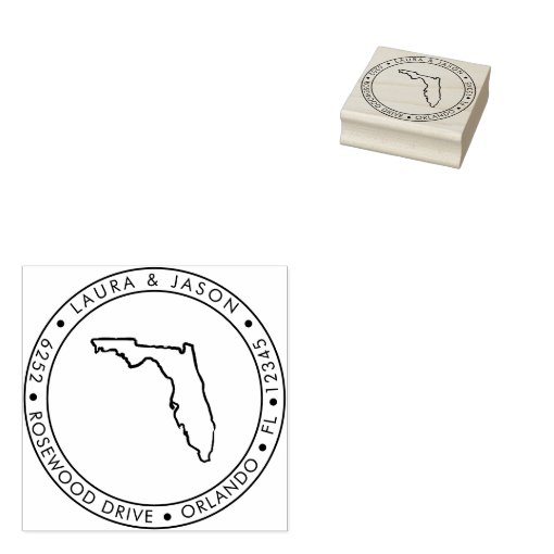 Florida State Map Return Address Wood Art Stamp | Zazzle