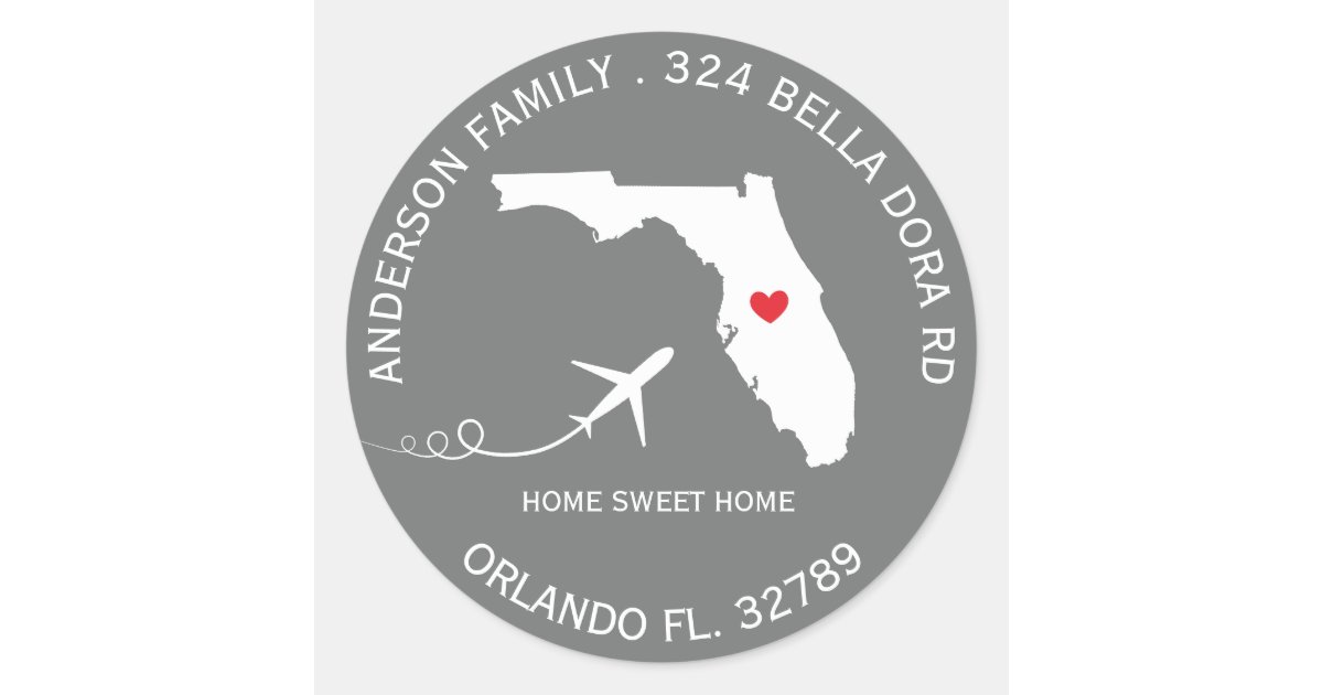 FLORIDA State | New Home Address Label Sticker | Zazzle