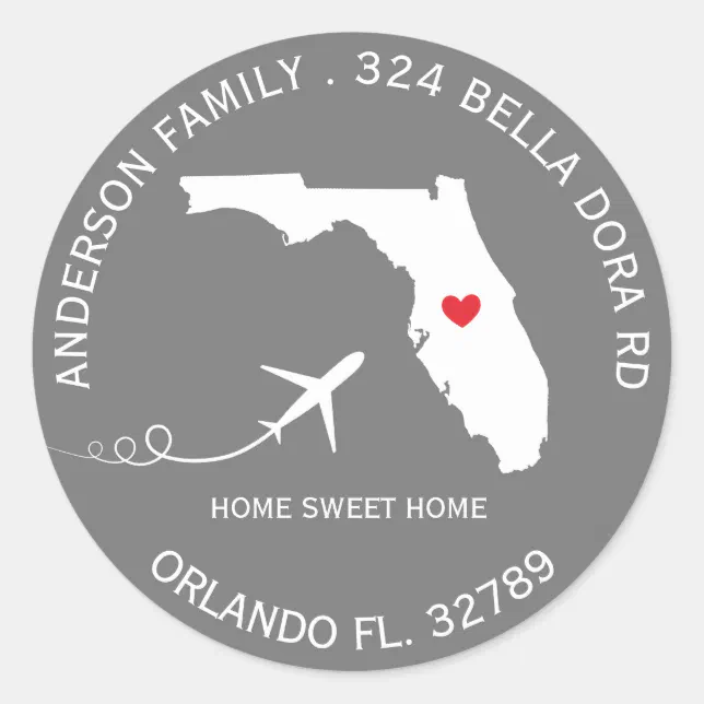 FLORIDA State | New Home Address Label Sticker | Zazzle