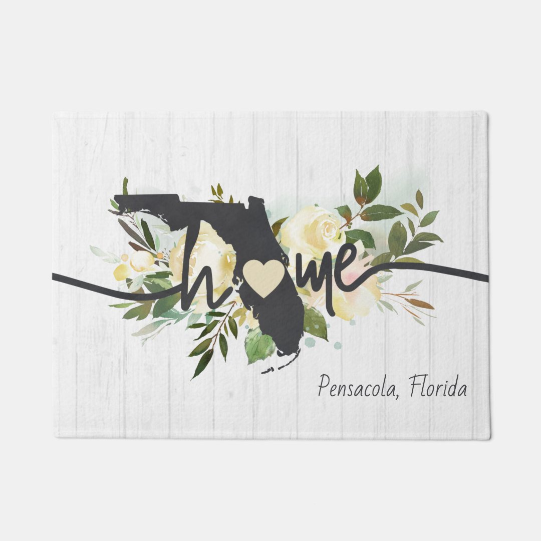 Florida State Personalized Your Home City Rustic Doormat | Zazzle
