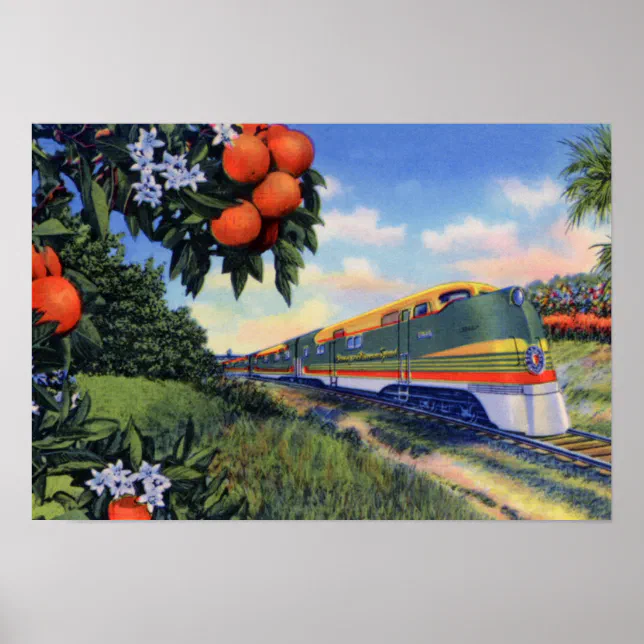 Florida Streamliner Orange Blossom Special Train Poster | Zazzle