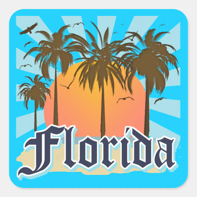 Florida The Sunshine State USA Square Sticker | Zazzle