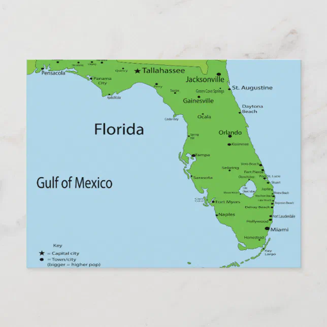 Florida USA Map - Gulf of Mexico Holiday Postcard | Zazzle