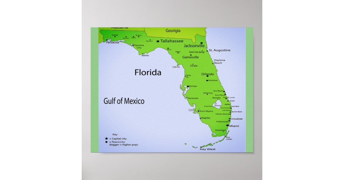 Florida USA Map Poster | Zazzle