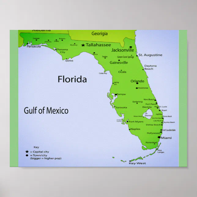 Florida USA Map Poster | Zazzle