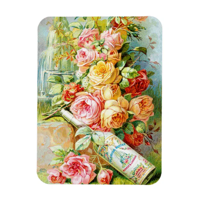 Florida Water Perfume Label with Cabbage Roses Magnet | Zazzle
