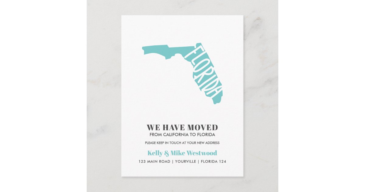 FLORIDA We've moved New address New Home Postcard | Zazzle