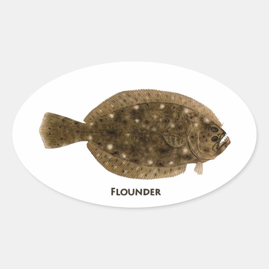 Flounder Logo Oval Sticker | Zazzle.com