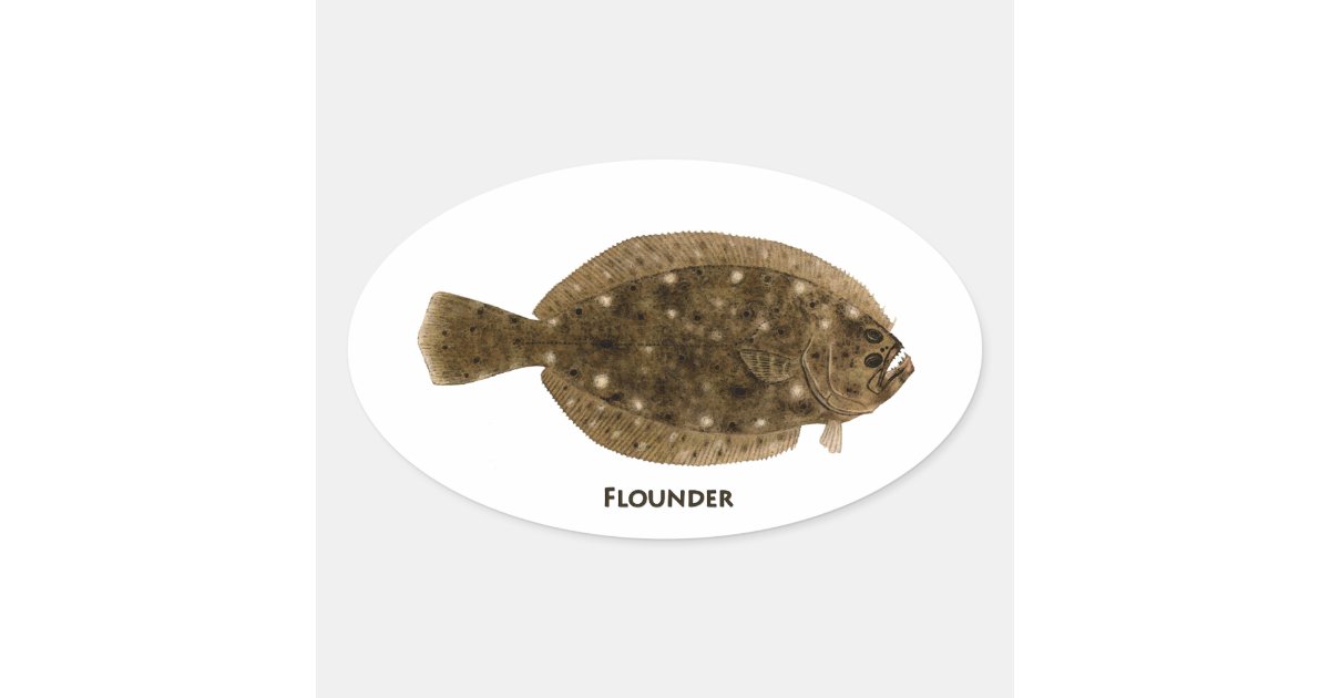 Flounder Logo Oval Sticker | Zazzle