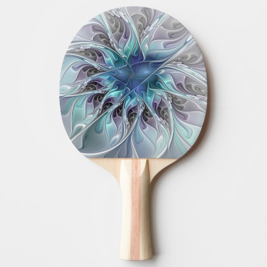 Flourish Abstract Modern Fractal Flower With Blue Ping Pong Paddle ...