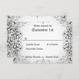 Flourish RSVP Bride & Groom Skeleton Dinner Cards | Zazzle
