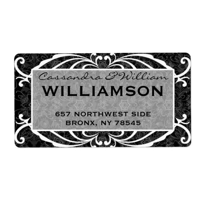 Flourishes and Damask Fancy Address Label | Zazzle