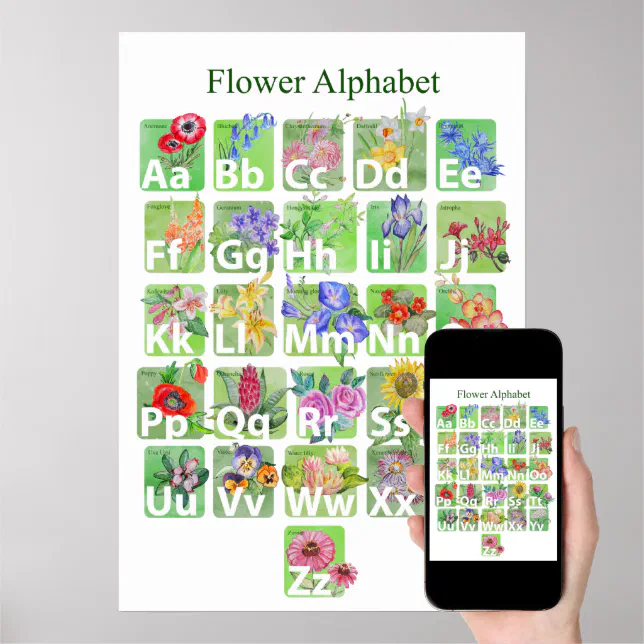 Flower Alphabet Poster | Zazzle