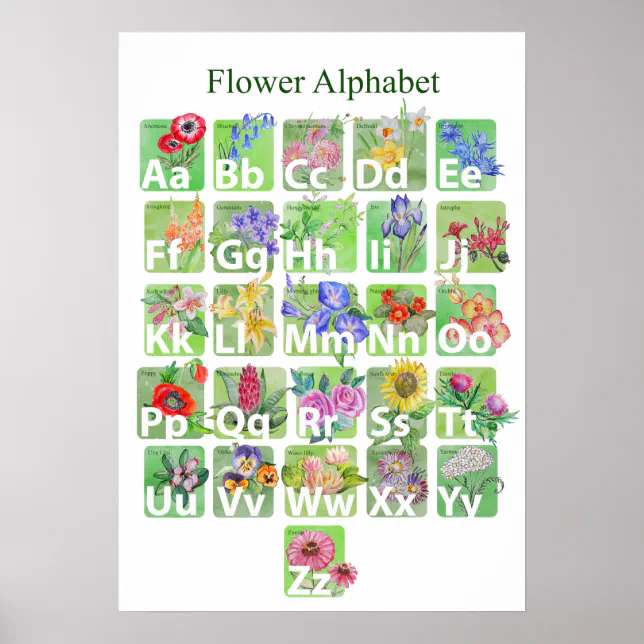 Flower Alphabet Poster | Zazzle