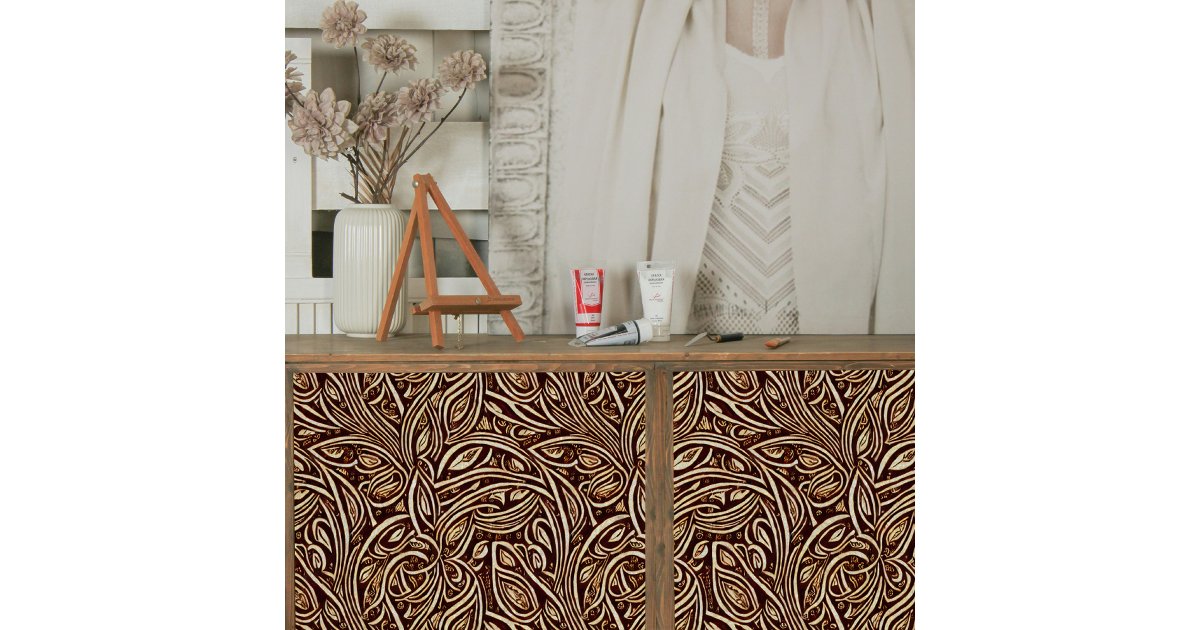 Flower and Leaves Scrolls in Wood Decoupage Tissue Paper | Zazzle