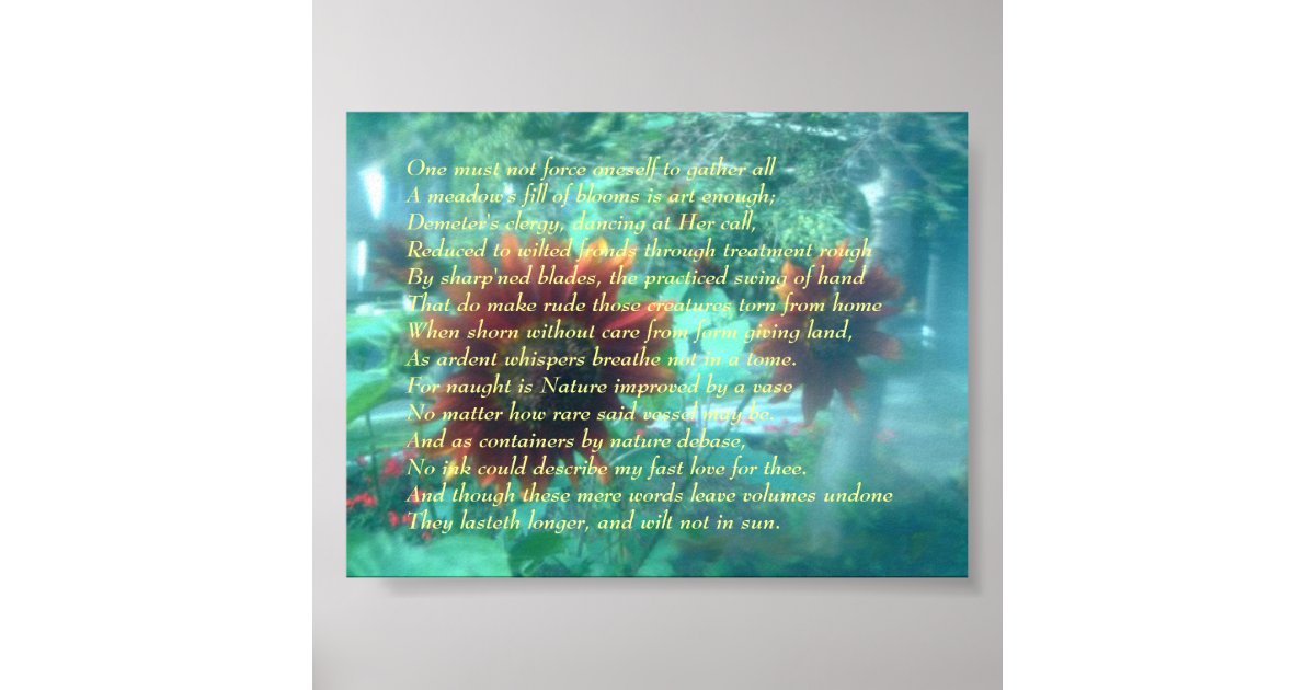 Flower and Sonnet Poster | Zazzle