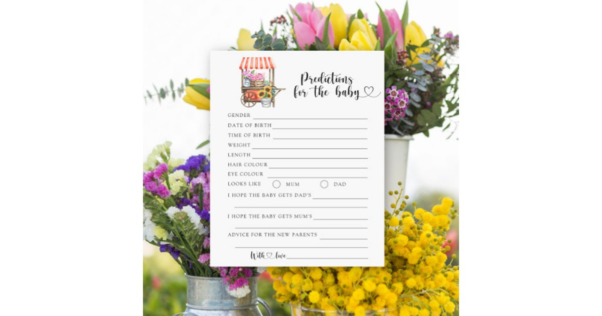Flower baby shower - baby predictions and advice | Zazzle