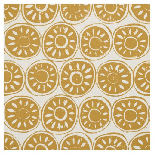 flower block gold ivory fabric | Zazzle