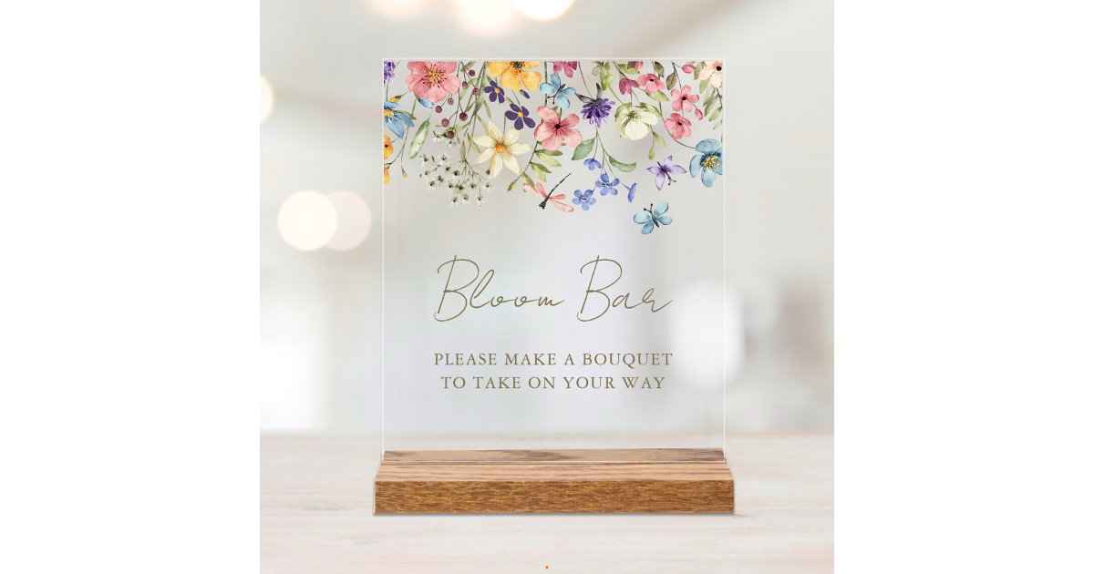 Flower Bouquet Bloom Bar Acrylic Sign | Zazzle
