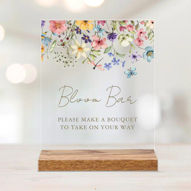 Flower Bouquet Bloom Bar Acrylic Sign | Zazzle