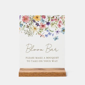 Flower Bouquet Bloom Bar Acrylic Sign | Zazzle