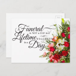 Flower bouquet script sympathy quote for funeral postcard | Zazzle
