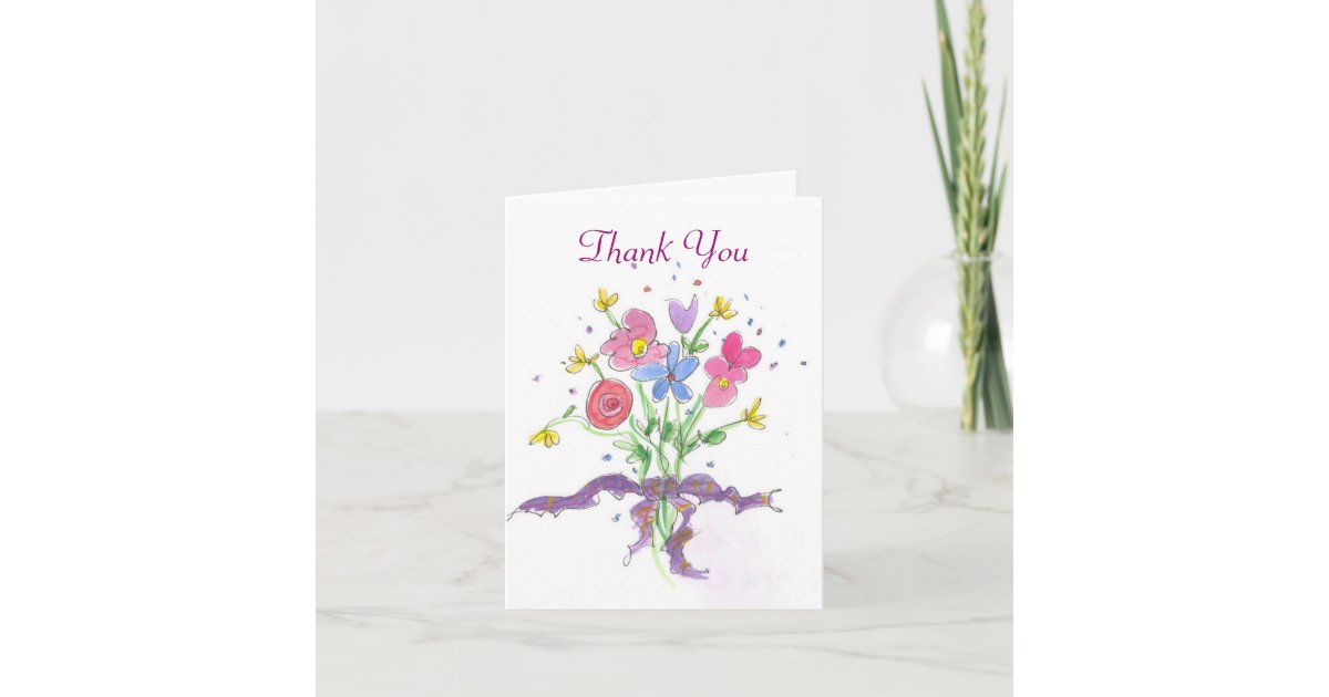 Flower Bouquet Thank You Card | Zazzle