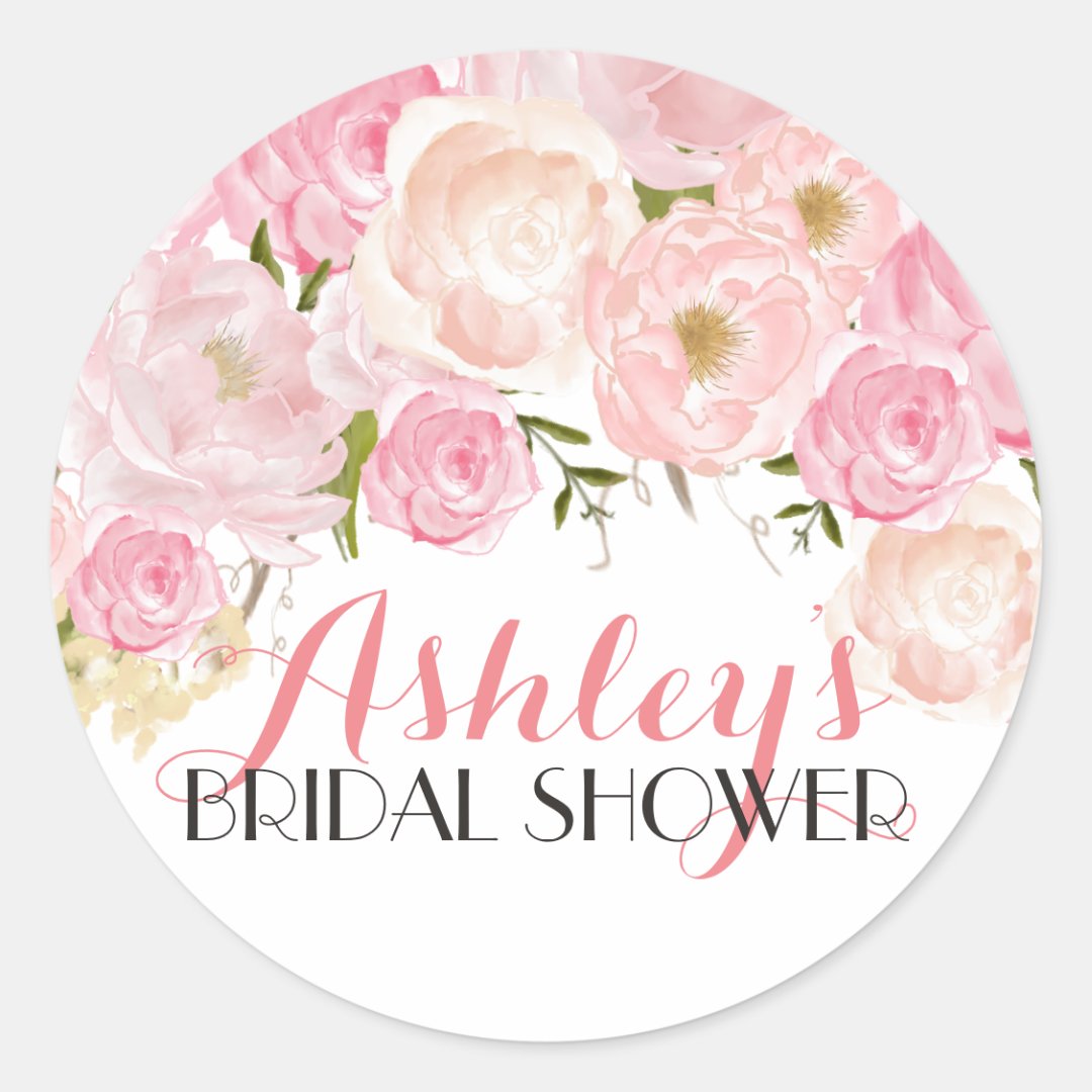 Flower Bridal Shower Sticker | Zazzle