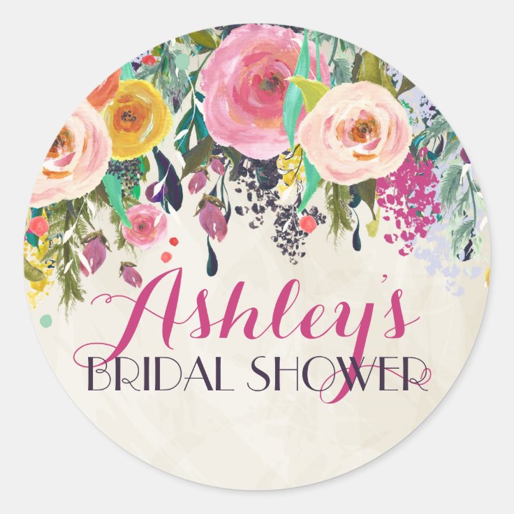 Flower Bridal Shower Sticker | Zazzle